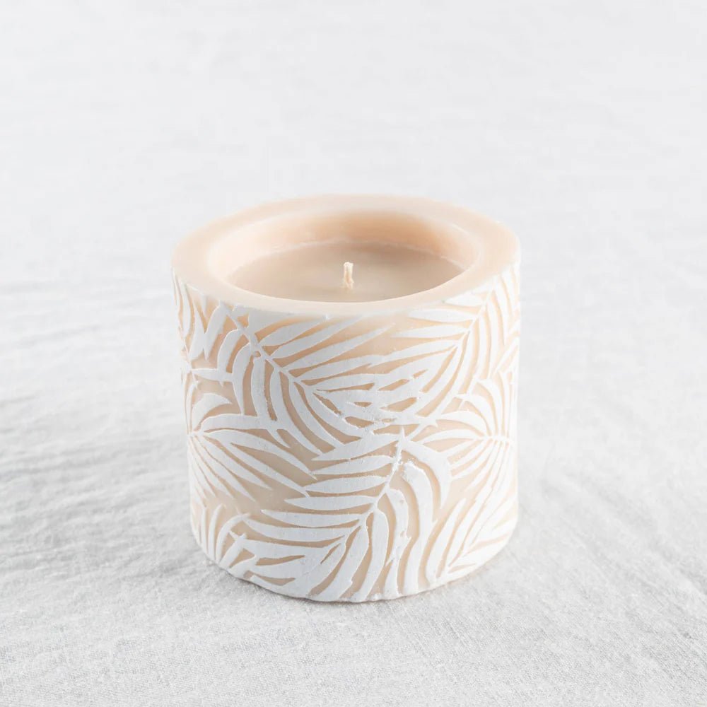 Palm Leaf Mini Recessed Pillar Candle - Candalae – La Casa by Importante